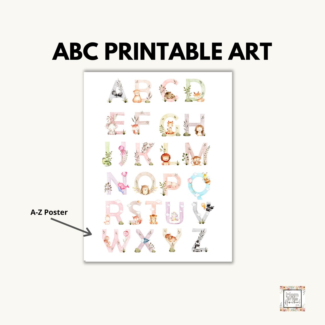 Watercolor Alphabet Wall Art ABC Wall Poster for Classroom - Etsy