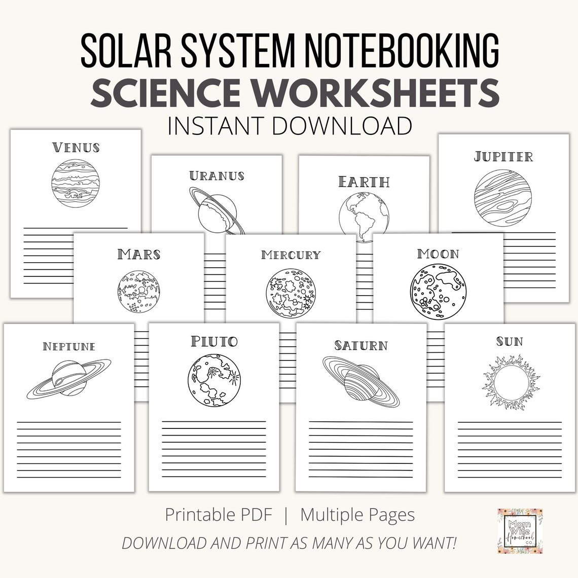 Solar System Notebooking Worksheets Printable Science - Etsy