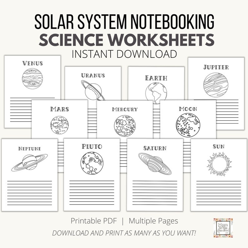 Solar System Notebooking Worksheets Printable Science - Etsy