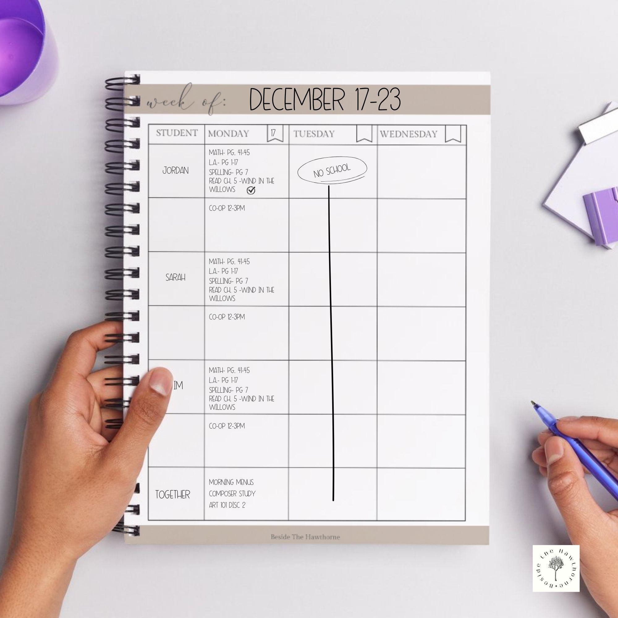 Homeschool Planner Multiple Kids - Daily Schedule & Lesson Plans ...