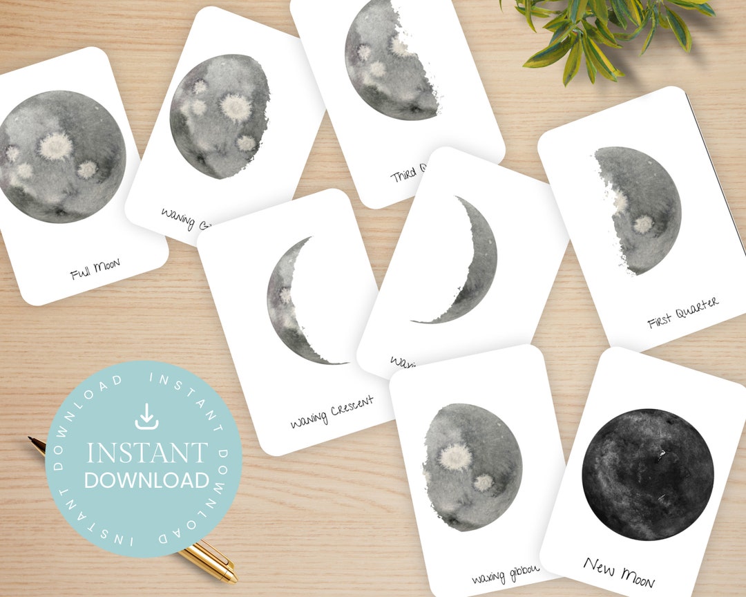 Moon Phase Cards Lunar Phases Flash Cards Homeschool - Etsy