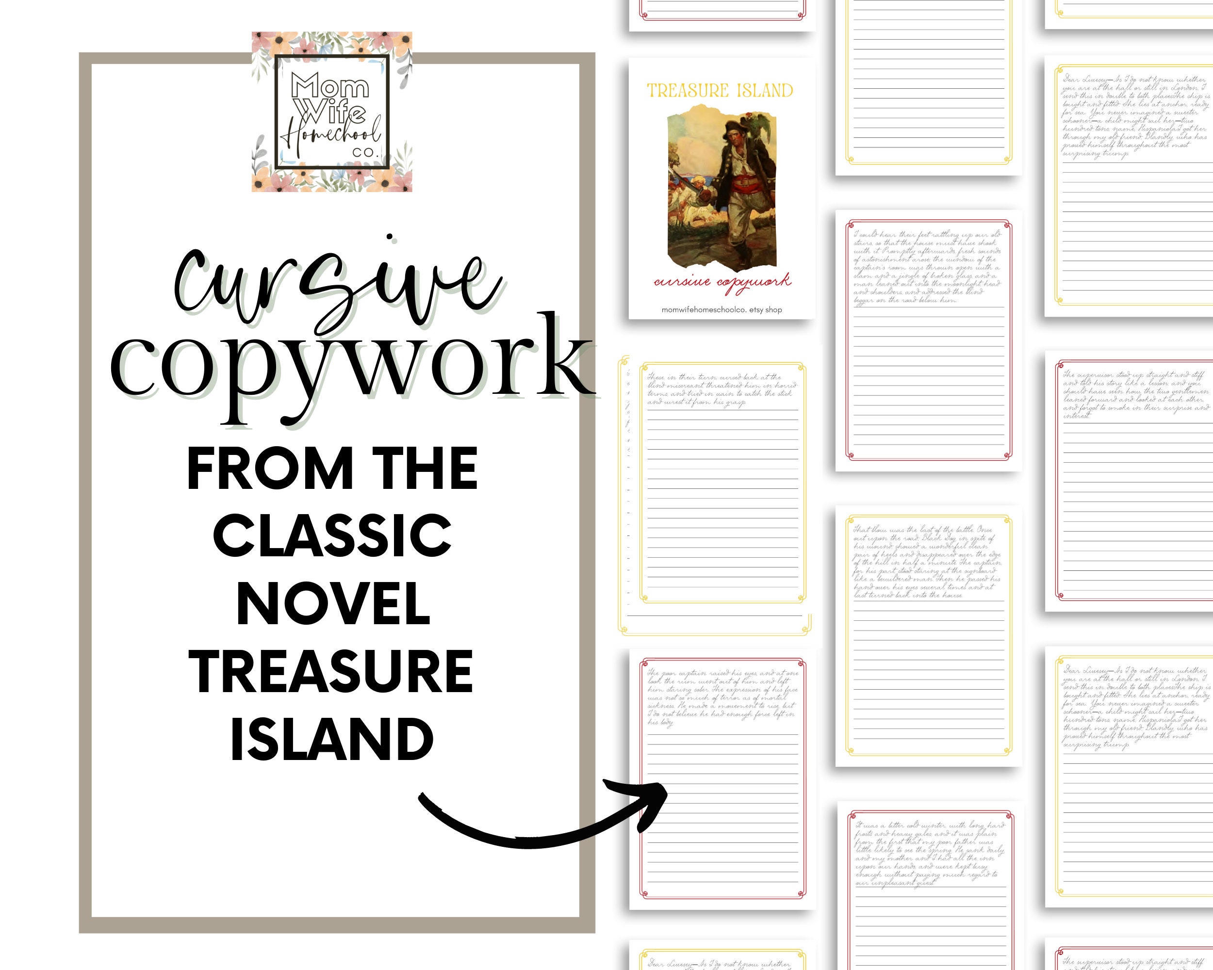 Treasure Island Cursive Copywork Cursive Handwriting - Etsy