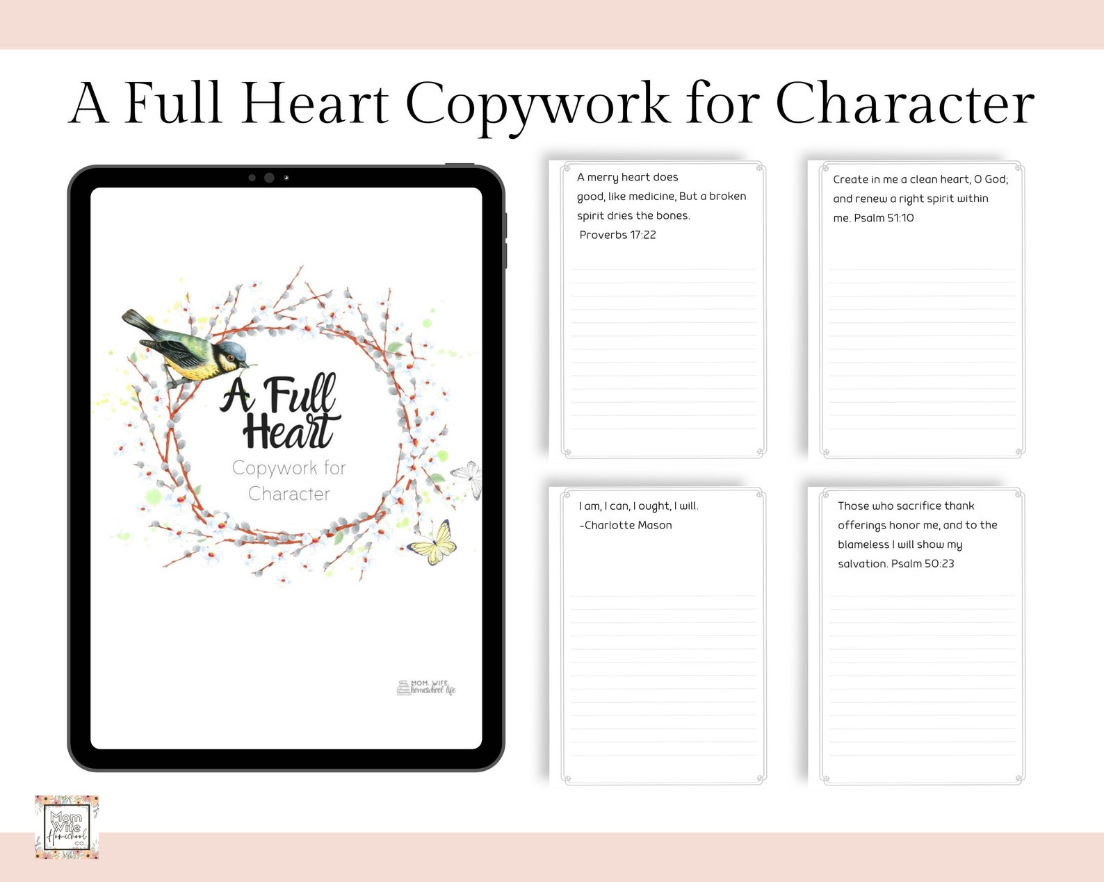 A Full Heart: Copywork for Character Homeschool Copy Work - Etsy