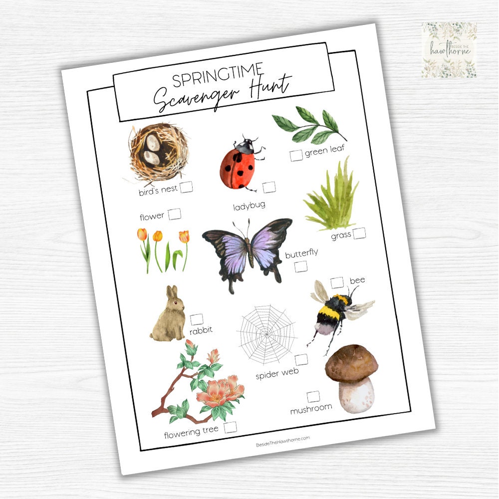 Spring Scavenger Hunt for Kids Printable Homeschool Worksheets ...