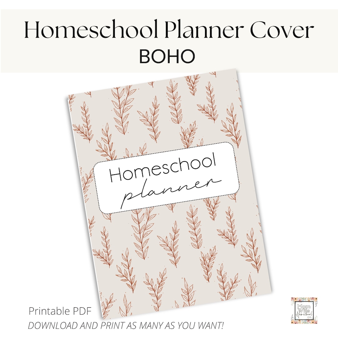 Homeschool Planner Cover, Boho, Homeschooling Planner Printable, PDF ...