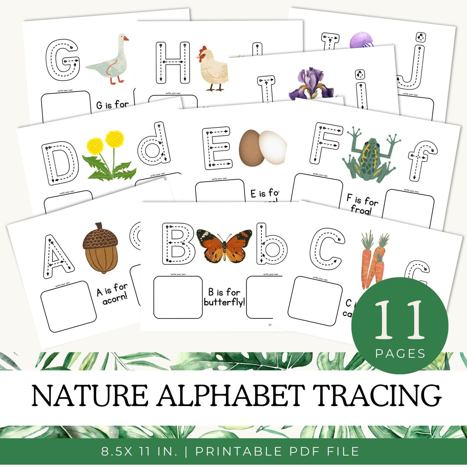 Nature Alphabet Tracing Handwriting Worksheets, Charlotte Mason ...