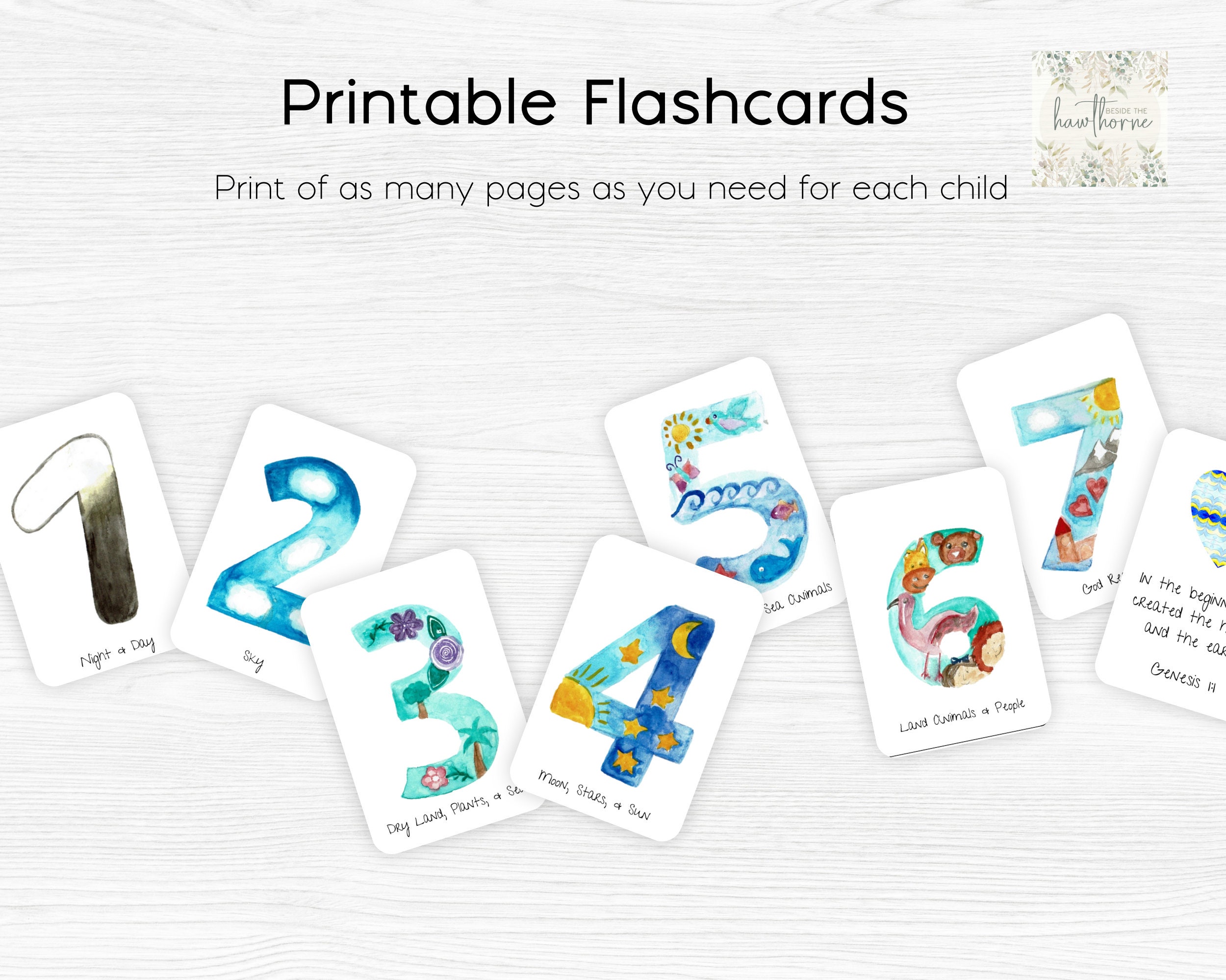 Days of Creation Flashcards, Creation Days Flash Cards, Sunday School ...