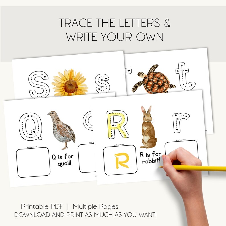 Nature Alphabet Tracing Handwriting Worksheets, Charlotte Mason ...
