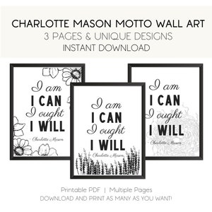 Charlotte Mason Motto Wall Art, Homeschool Room Decor, Binder Dividers ...