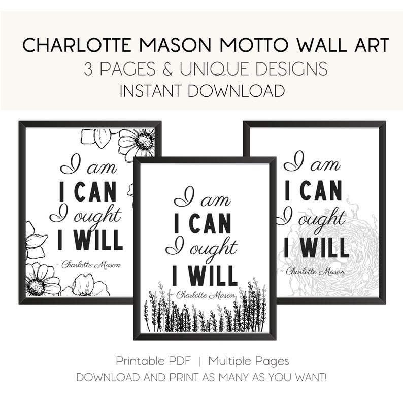 Charlotte Mason Motto Wall Art, Homeschool Room Decor, Binder Dividers ...