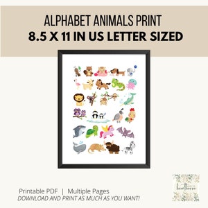 Kindergarten Alphabet Poster Printable, Preschool, Animal Letters ...