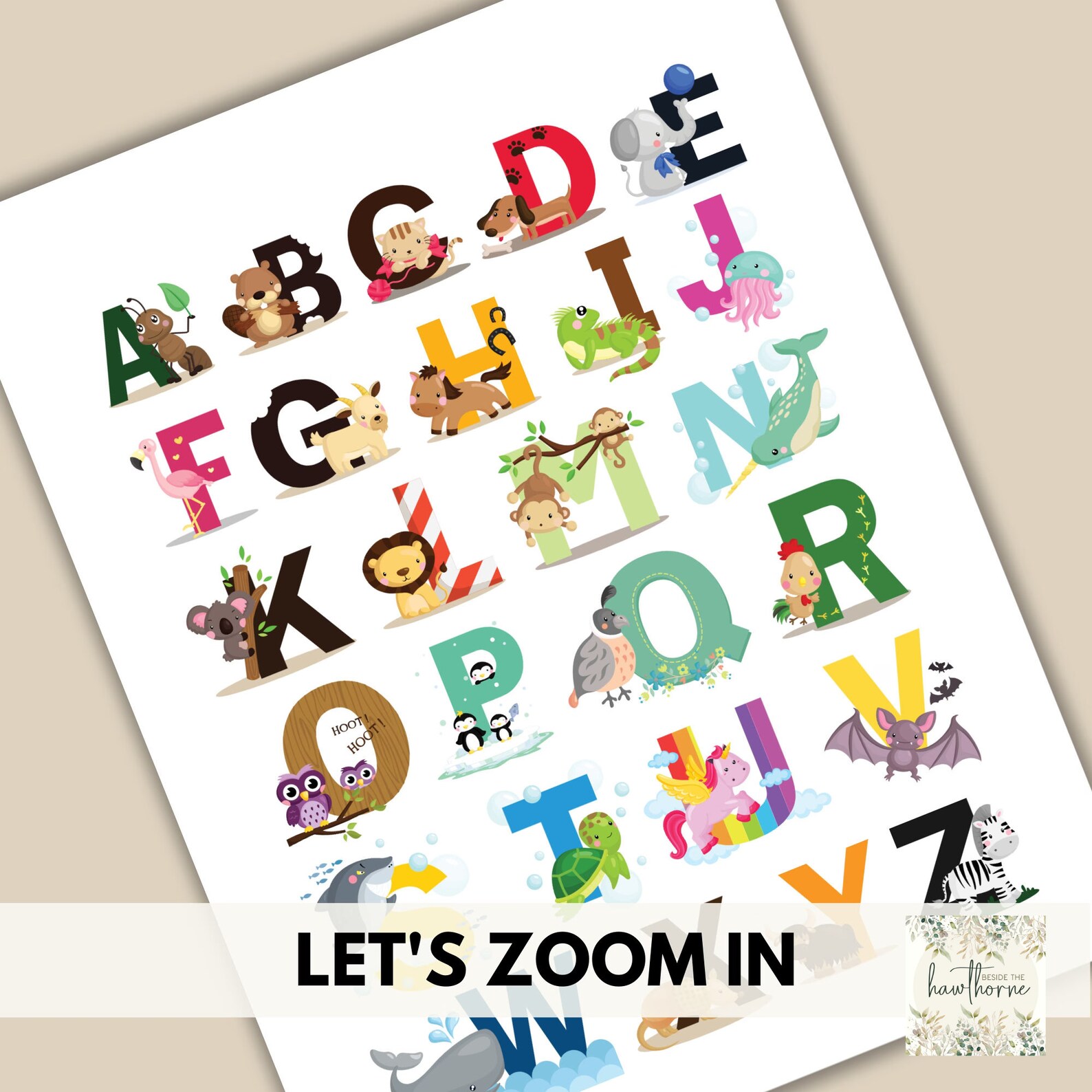 Kindergarten Alphabet Poster Printable Preschool Animal - Etsy