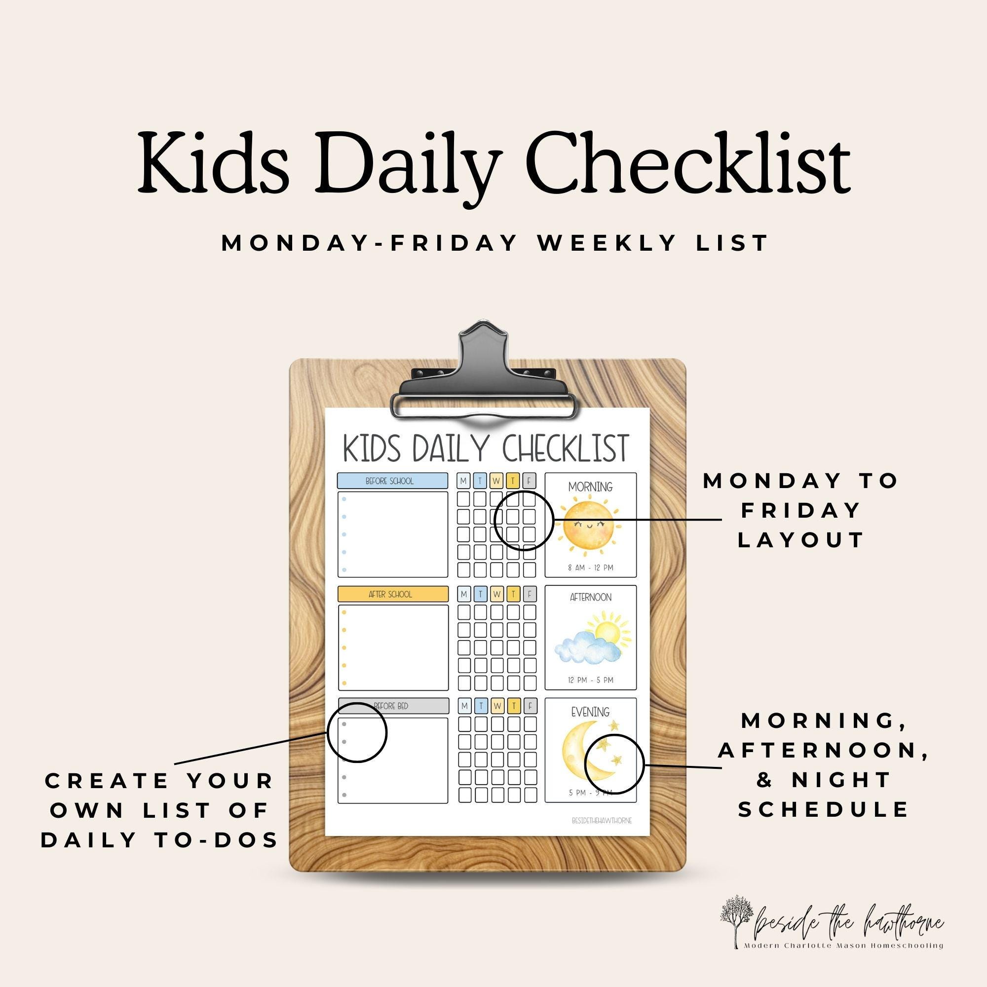 Printable Editable Kids Daily Routine Checklist, Customizable Chore ...