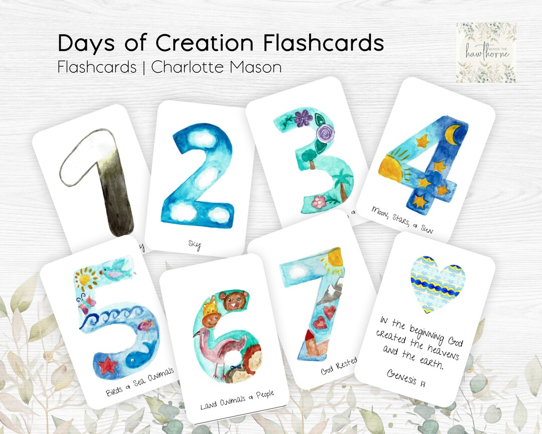 Days of Creation Flashcards, Creation Days Flash Cards, Sunday School ...