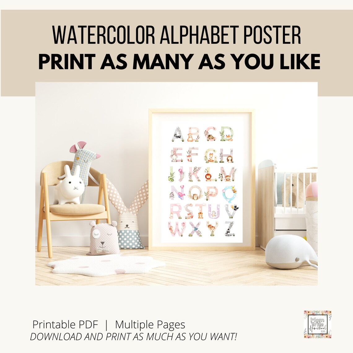 Watercolor Alphabet Wall Art ABC Wall Poster for Classroom - Etsy