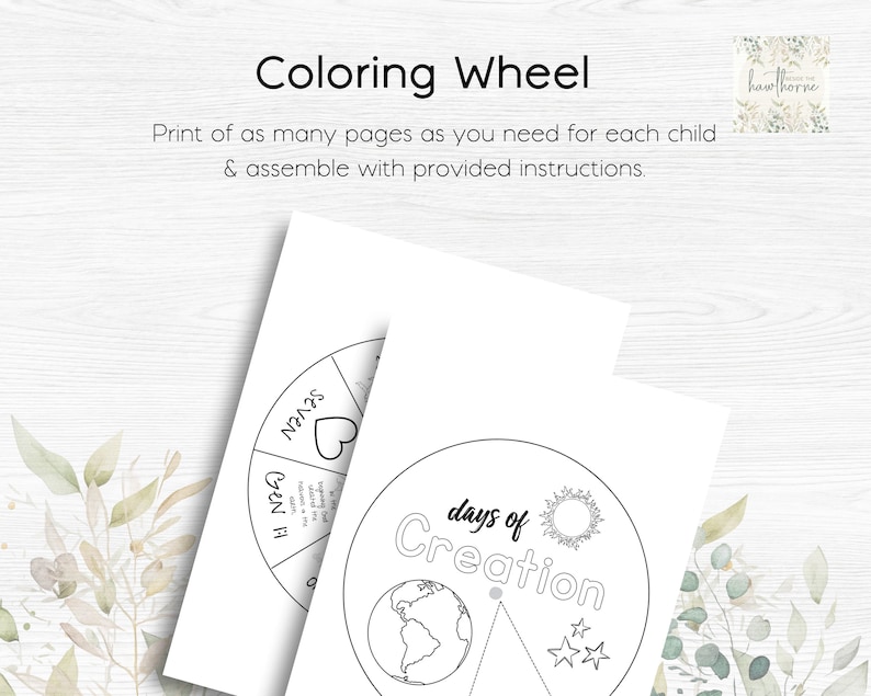 Days of Creation Coloring Wheel, Creation Days Coloring Wheel ...