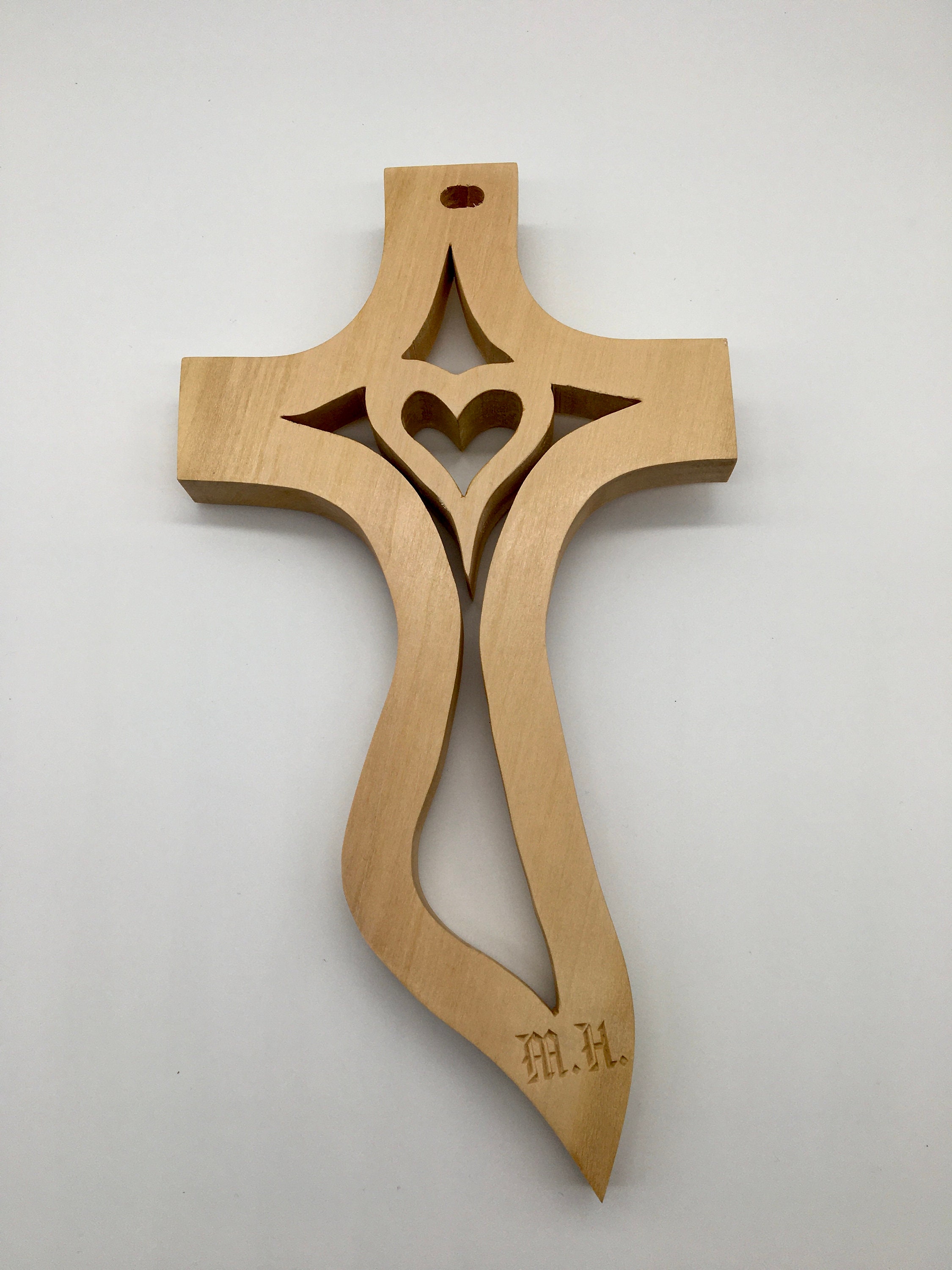 Wooden Cross With Heart, Cross With Heart - Etsy