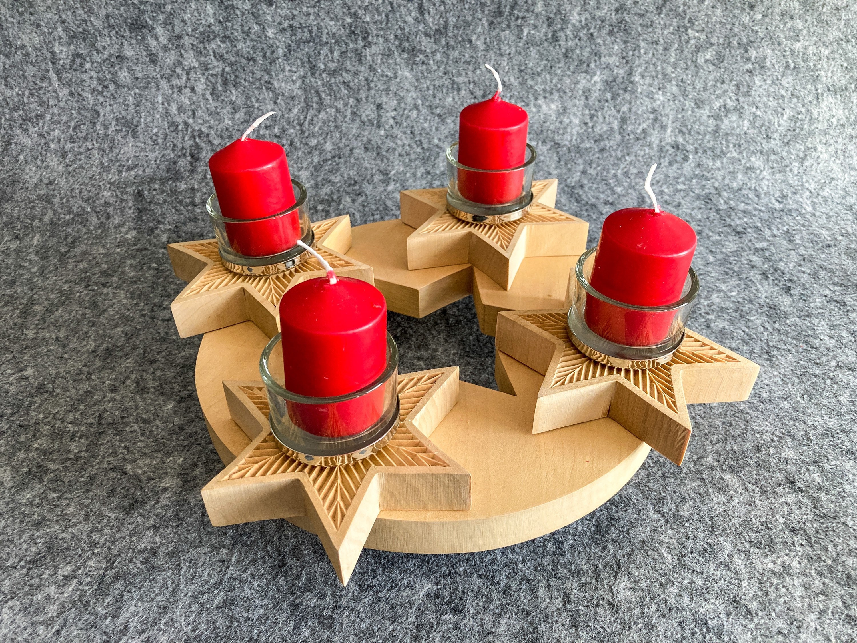 Advent Wreath Hand Carved From Wood, for Christmas Decoration, Carving ...