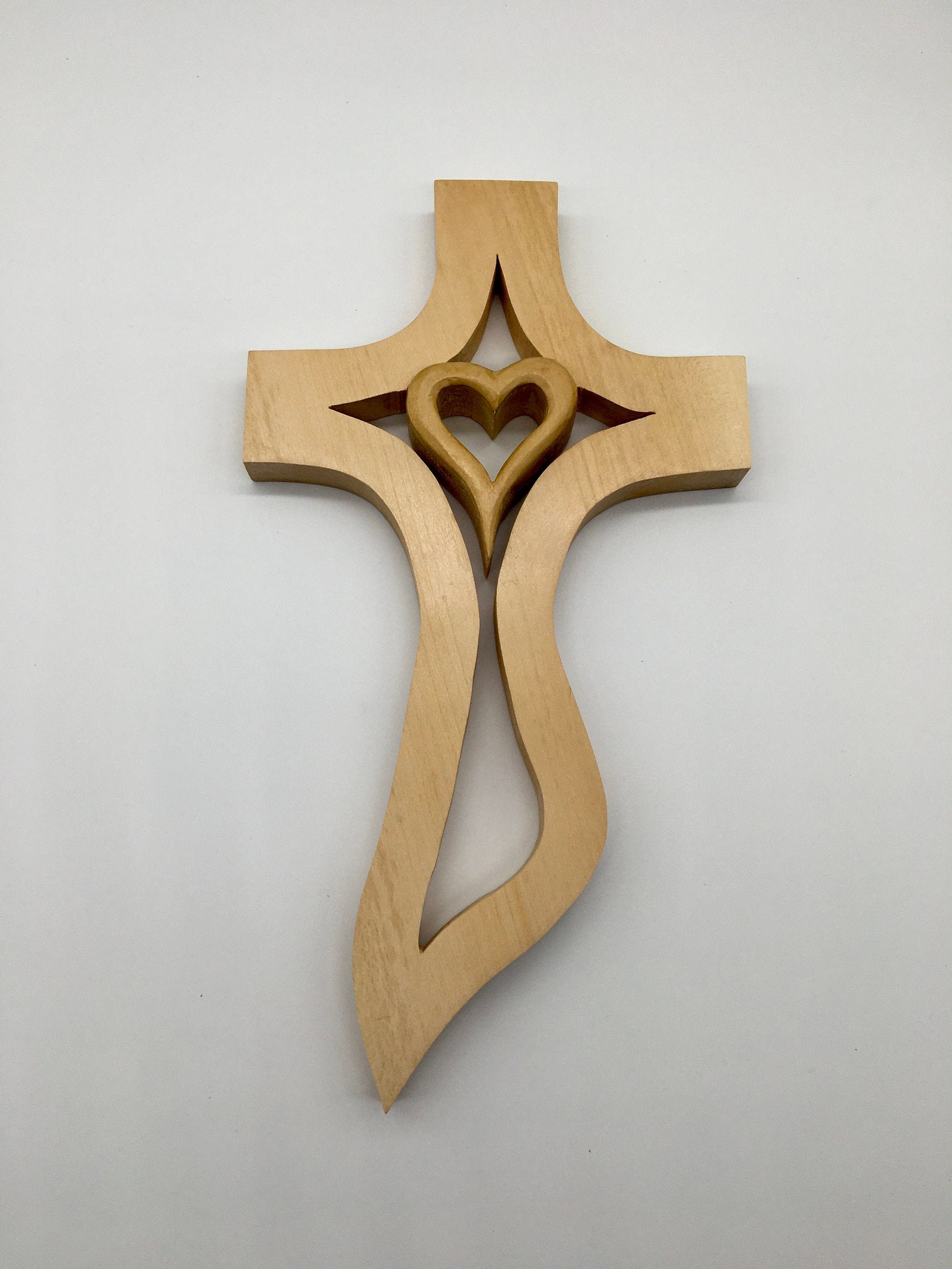 Wooden Cross With Heart, Cross With Heart - Etsy