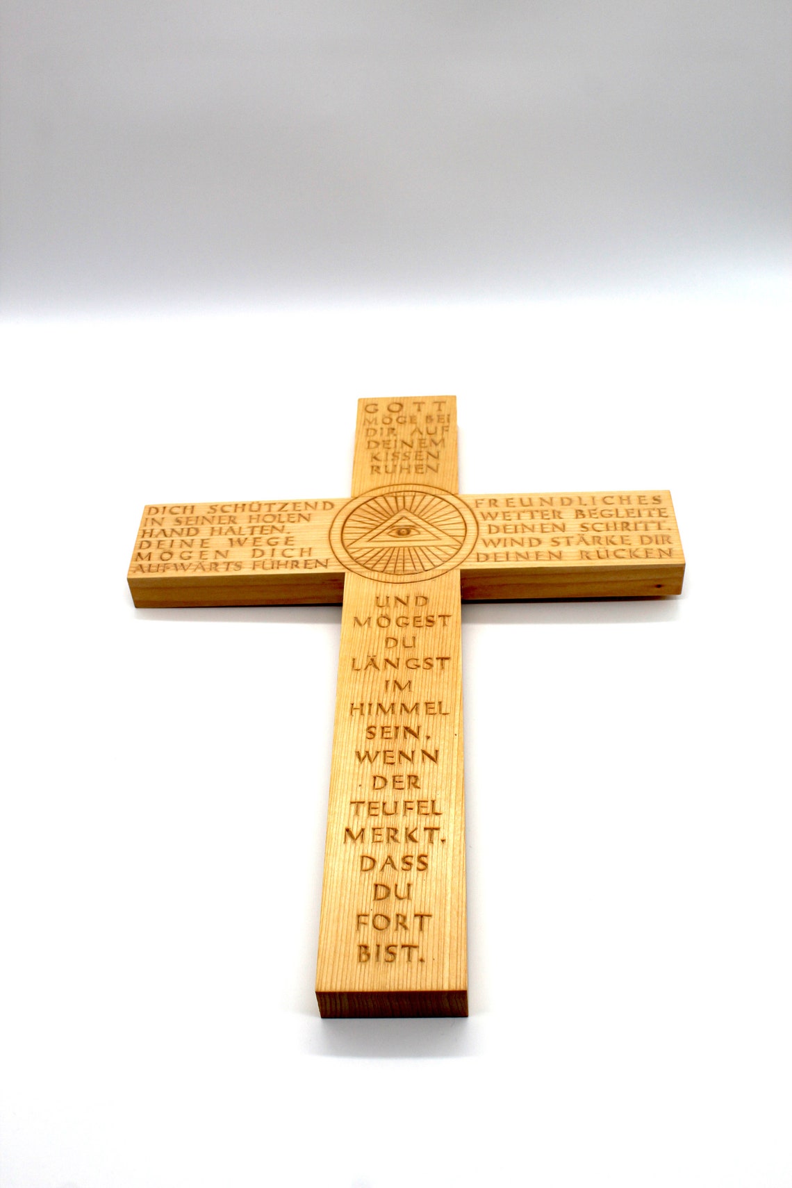 Hand Carved Christian Cross With Blessing for Wall Decoration, Wooden ...