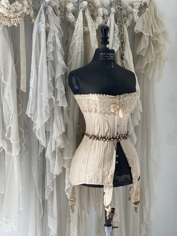 UNIQUE! True Antique French Victorian Bridal Corset 1… - Gem