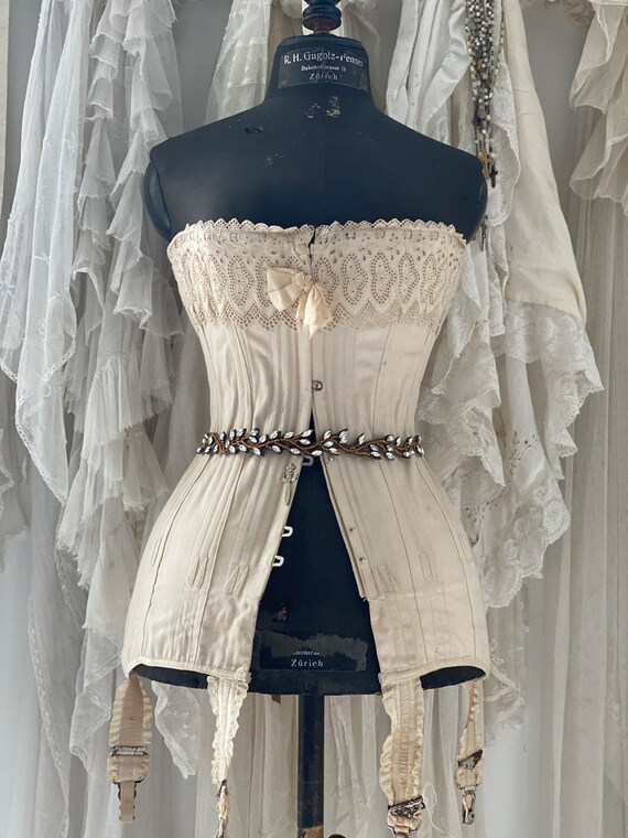 UNIQUE! True Antique French Victorian Bridal Corset 1… - Gem