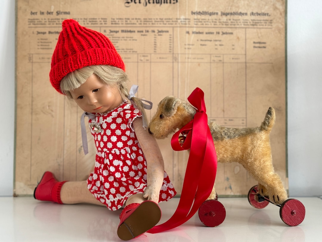 ADOPT ME Ur-old Vintage Toy Dog on Wheels Rotary Animal FOXY Terrier ...