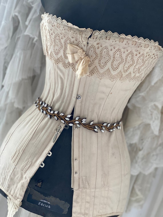 UNIQUE! True Antique French Victorian Bridal Corset 1… - Gem