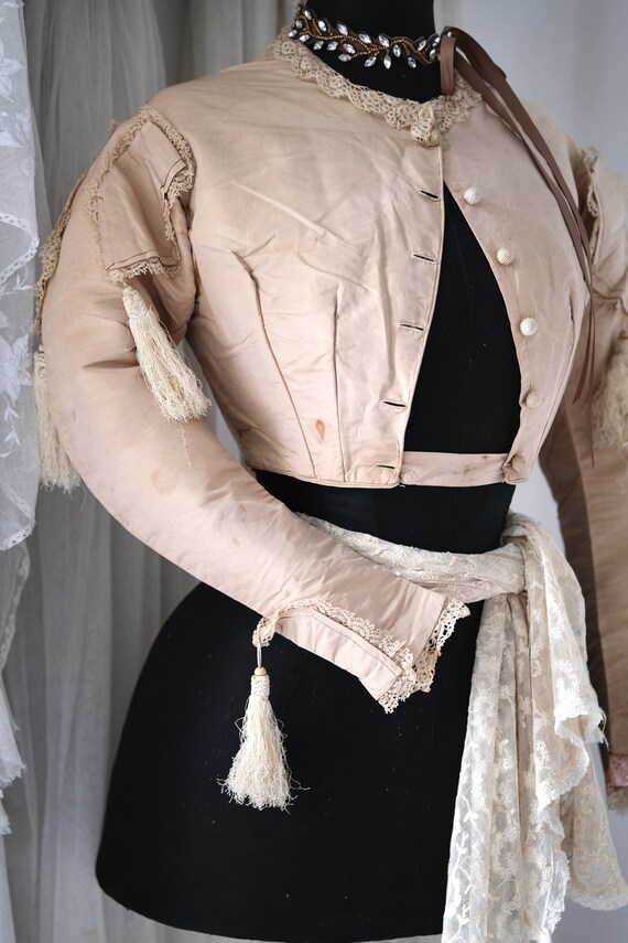 ANTIQUE! Beautiful Old Victorian Silk Bodice Wedding … - Gem