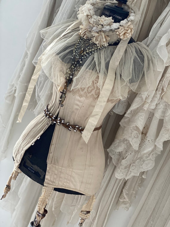 UNIQUE! True Antique French Victorian Bridal Corset 1… - Gem