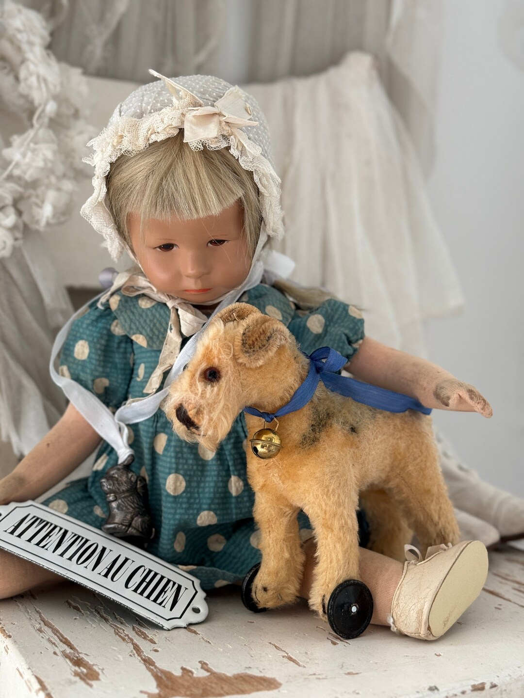 ADOPT ME! Old Vintage Toy Dog on Wheels FOXY Terrier Puppy Doggie 1 Pc ...