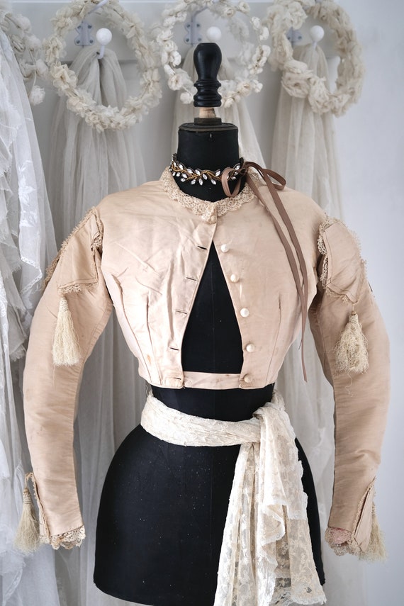 ANTIQUE! Beautiful Old Victorian Silk Bodice Wedding … - Gem