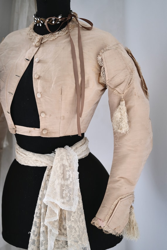 ANTIQUE! Beautiful Old Victorian Silk Bodice Wedding … - Gem