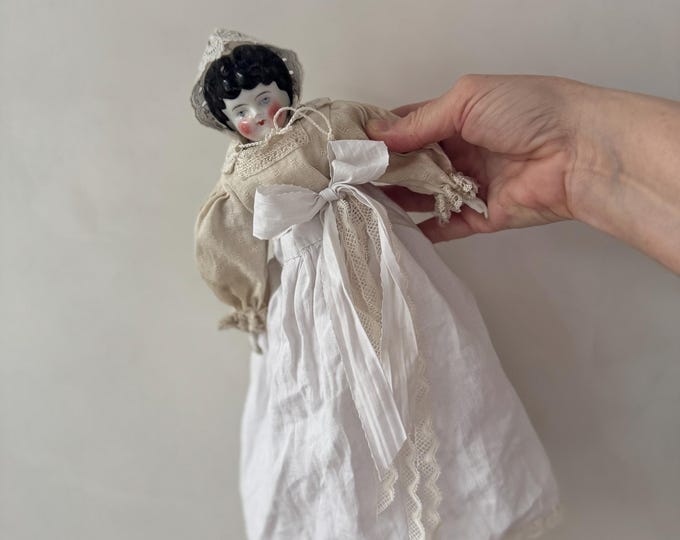 Antique Porcelain Head Biedermeier Doll With Fabric Body and Handmade ...