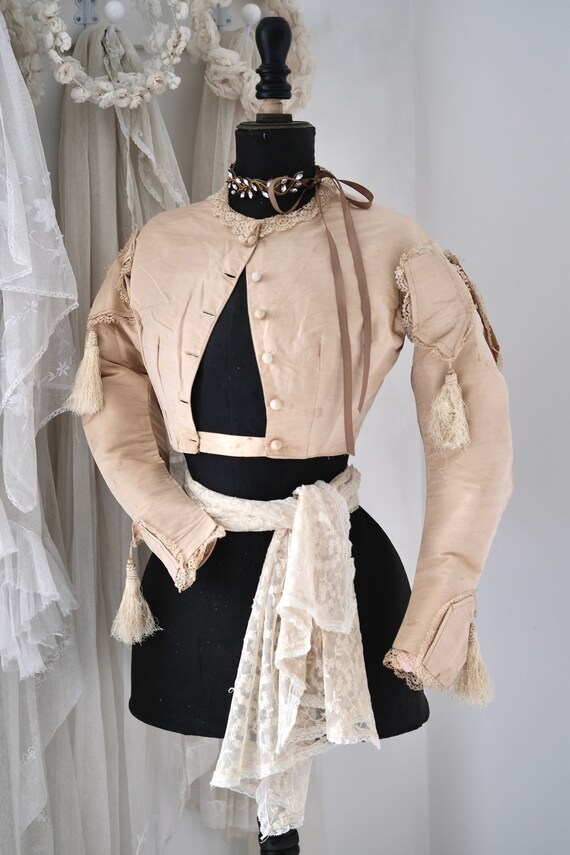 ANTIQUE! Beautiful Old Victorian Silk Bodice Wedding … - Gem