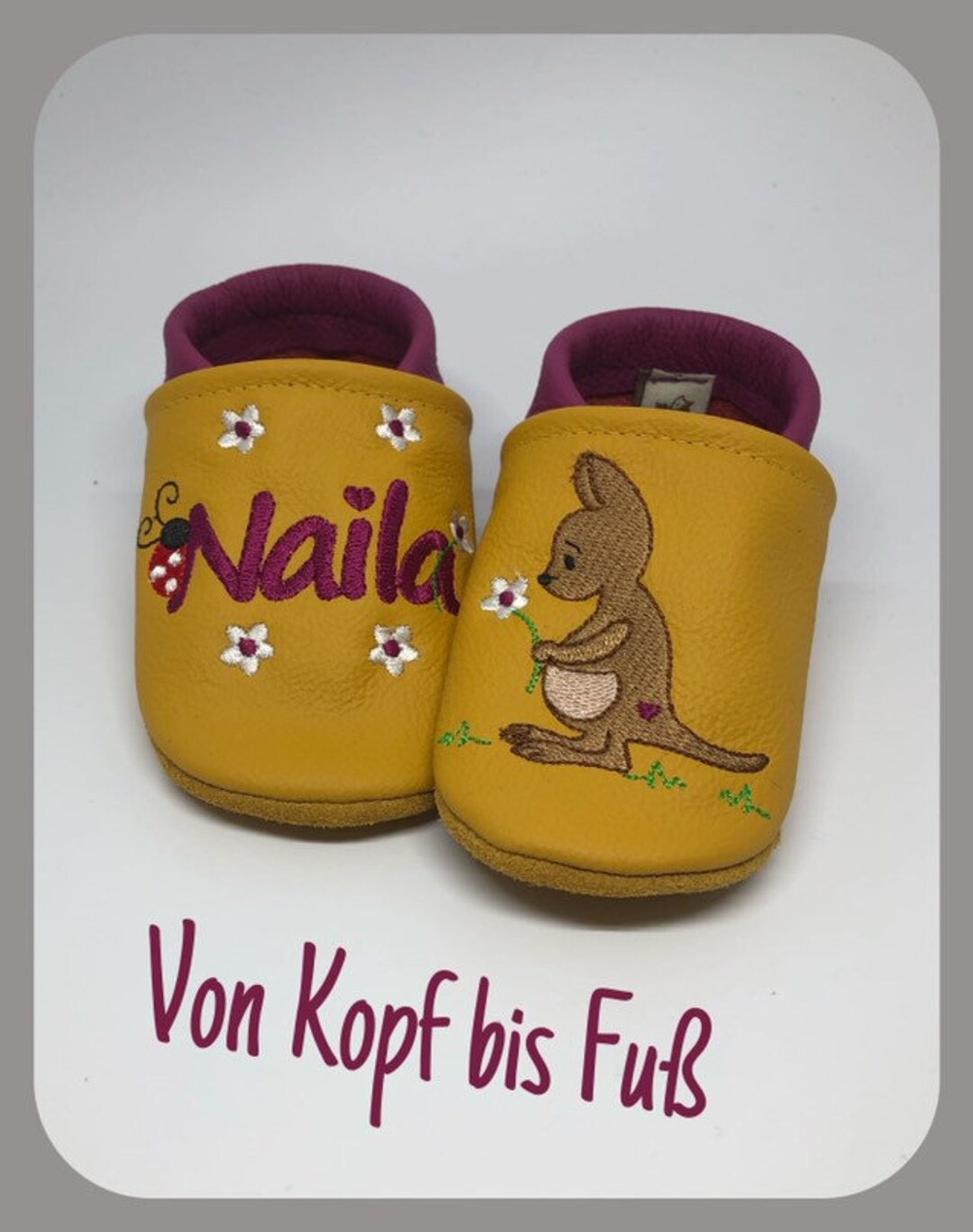 Leather Slippers Kangaroo With Name - Etsy