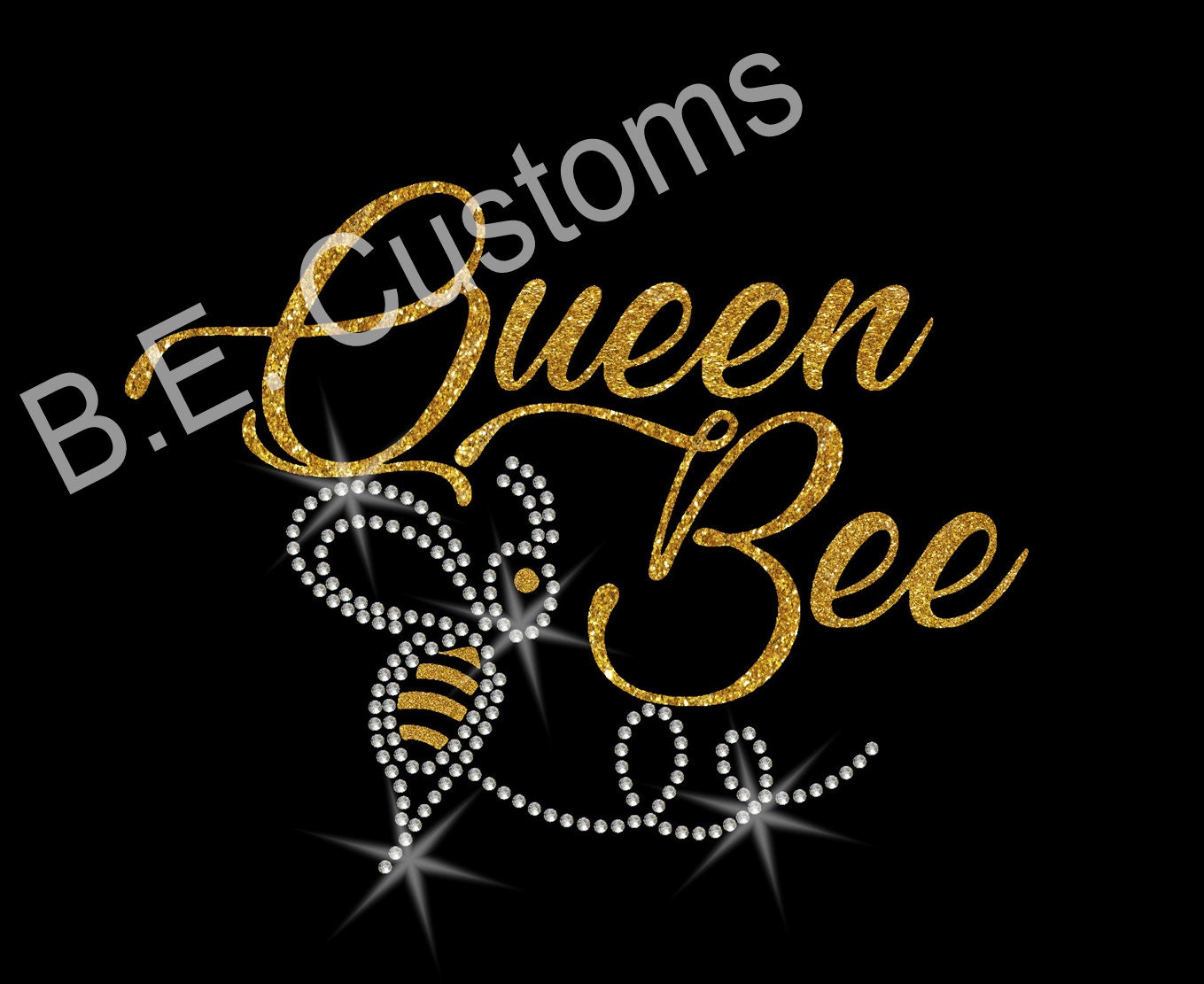 Queen Bee Iron-on Glitter Vinyl & Rhinestone Transfer | Etsy