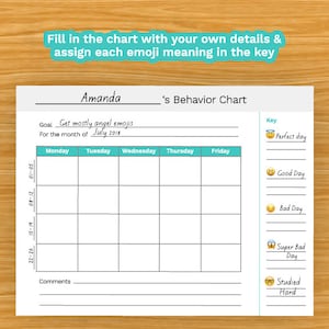 Kids Behavior Chart With Emojis - Behavior Chart for Home Use - Etsy