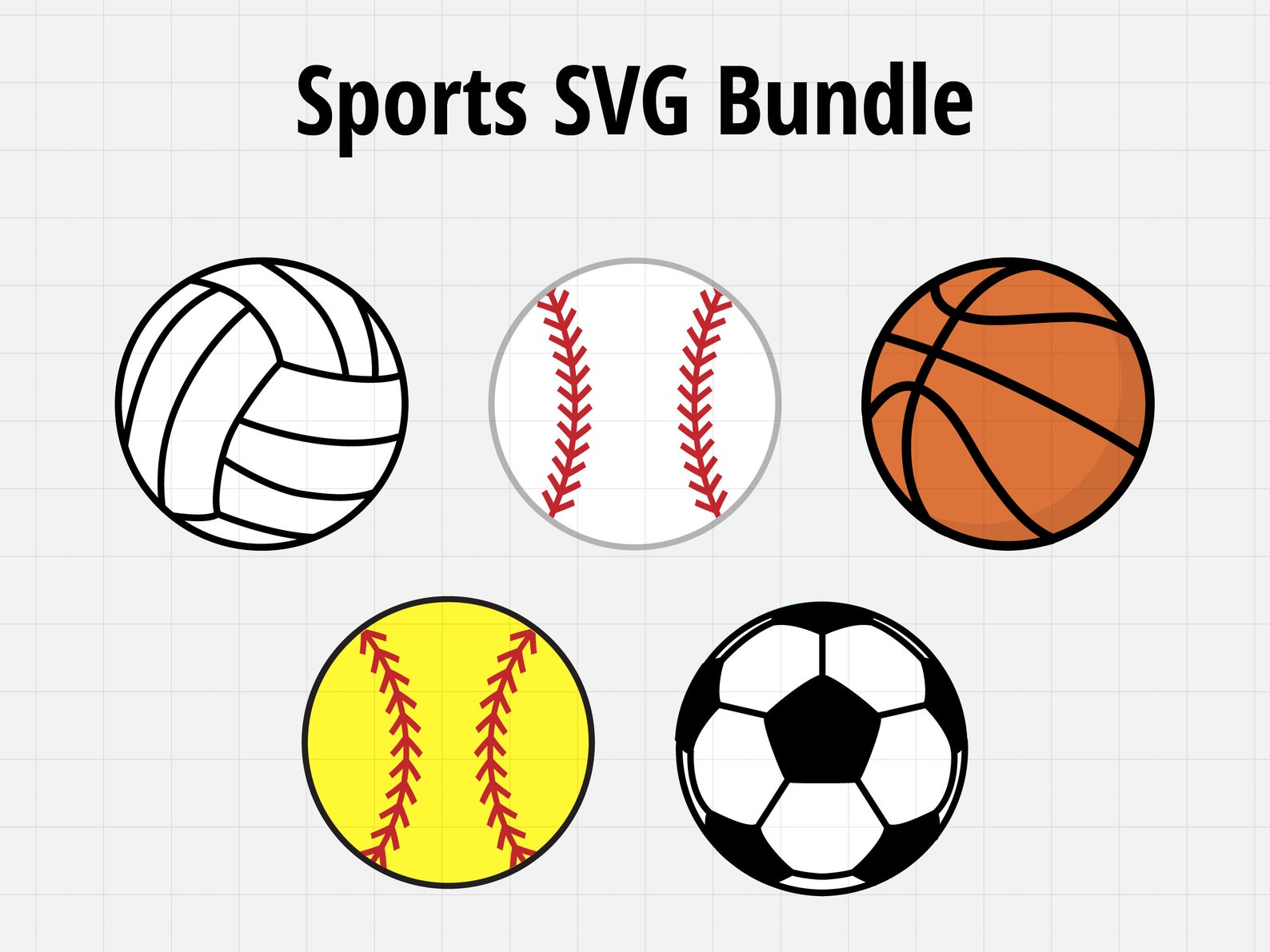 Sports Balls SVG Bundle Basketball Baseball Volleyball | Etsy