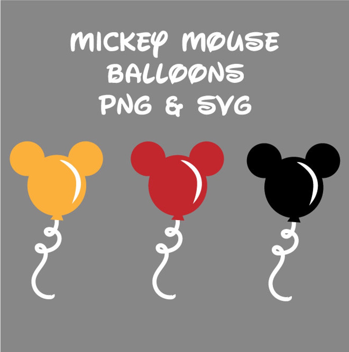 Mickey Mouse Balloons PNG SVG Clip Art Mickey Mouse | Etsy