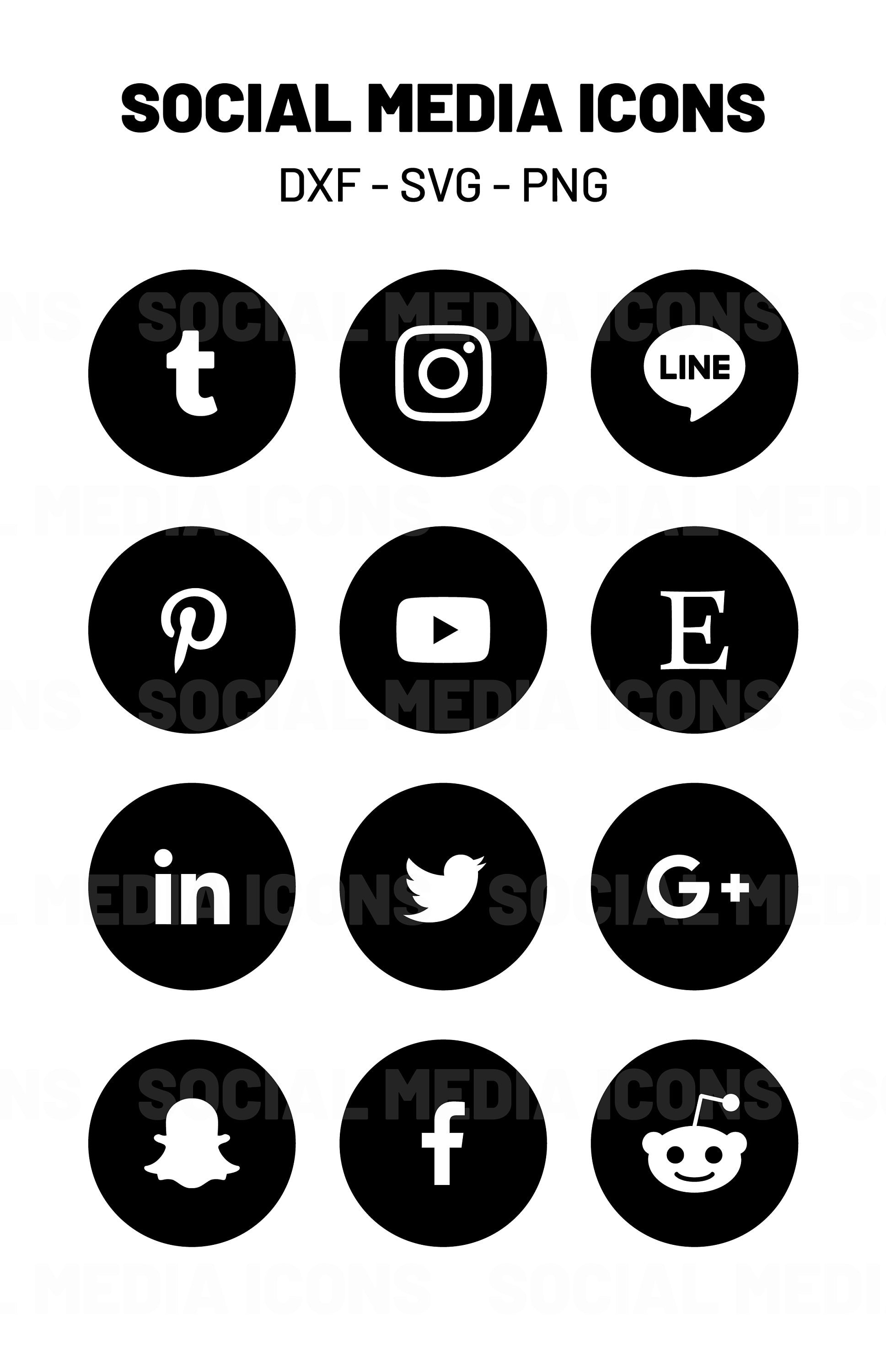 Social Media Icons SVG DXF PNG 12 Circle Social Media | Etsy Hong Kong