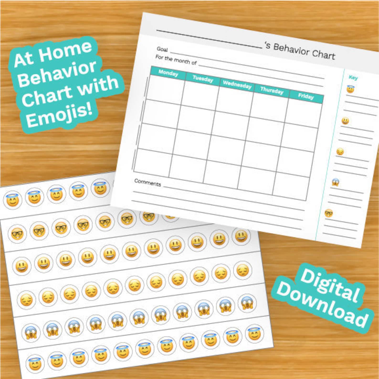 Kids Behavior Chart With Emojis Behavior Chart for Home Use - Etsy
