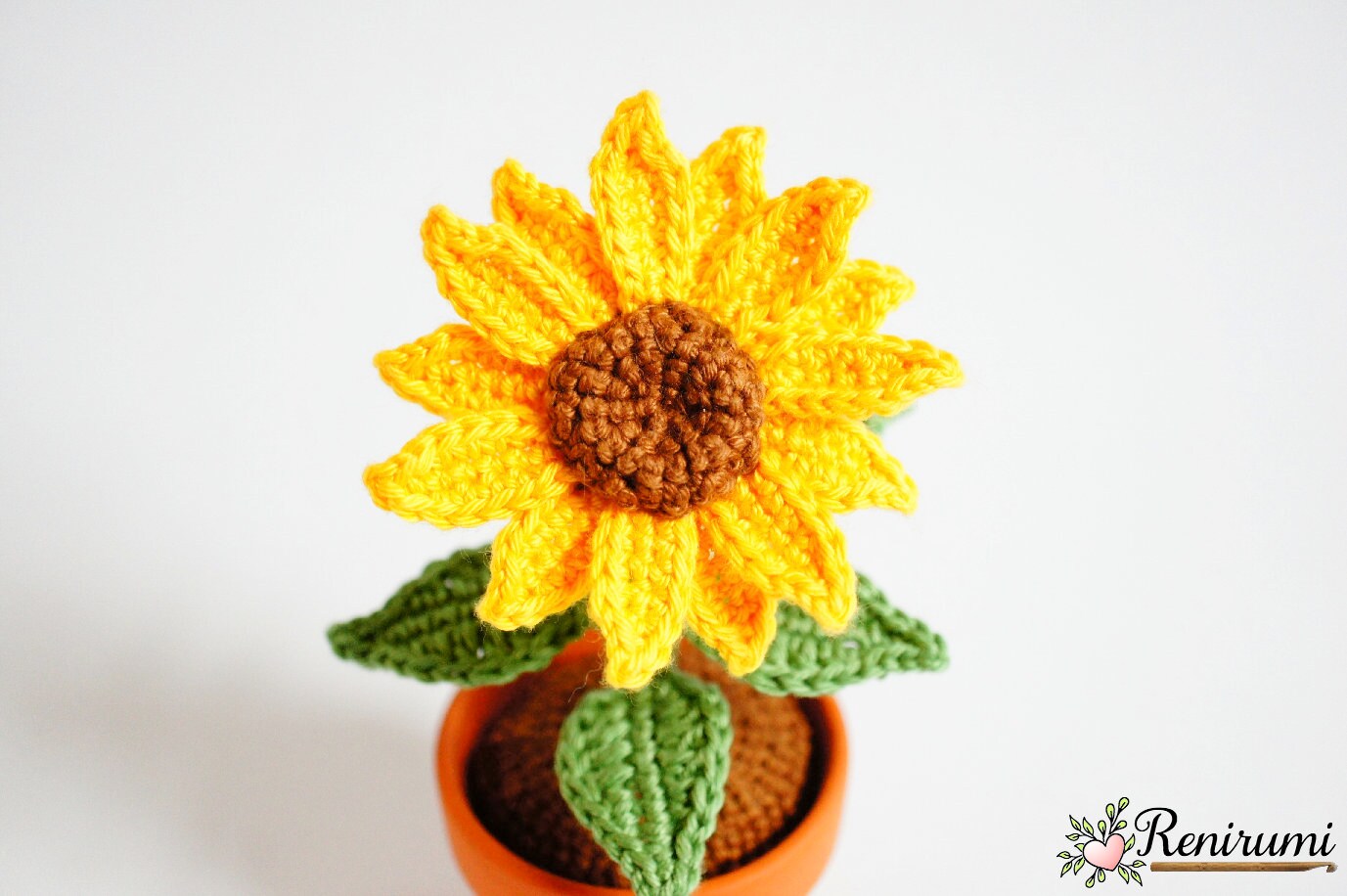 Crochet Pattern Sunflower Pot Plant Renirumi - Etsy