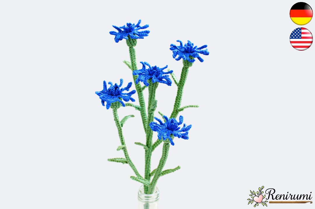 Crochet Pattern Cornflower • Cut Flower • Renirumi - Etsy