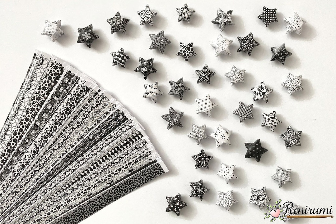 DIY 100 Black/white Lucky Stars Origami Paper Strips Paper Stars - Etsy