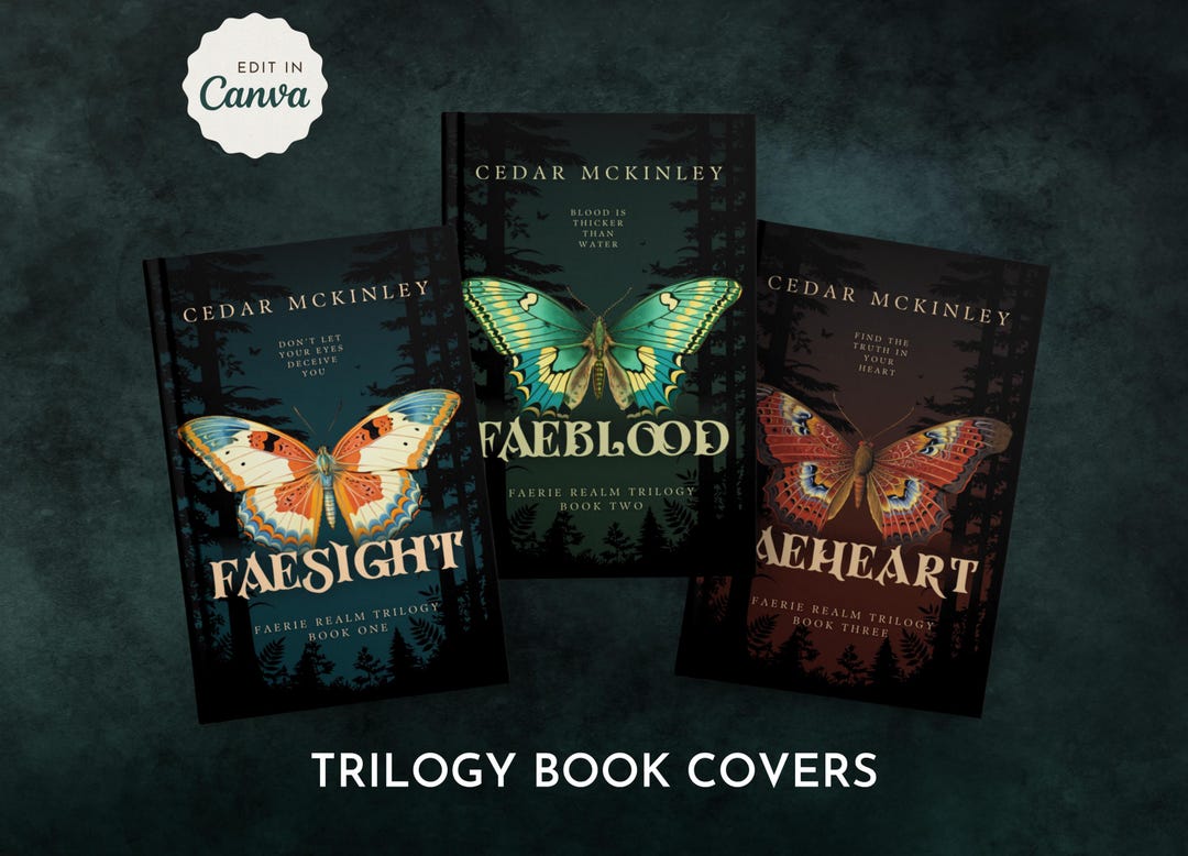 Butterfly Forest Fae Trilogy Book Cover Templates | Canva Template ...