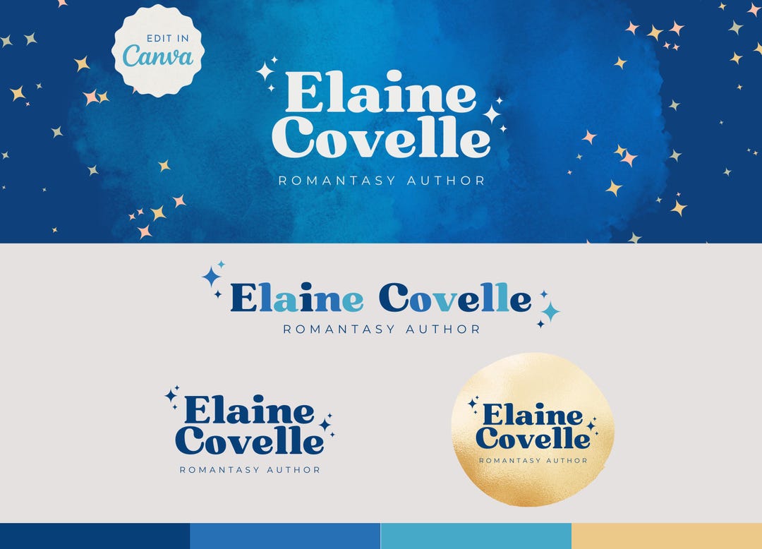 Celestial Blue Author Logo Design | Canva DIY Template | Customizable ...