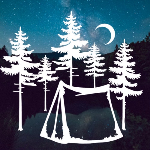 Camping Tent Fir Trees Vinyl Decal Vinyl Sticker Car Window Etsy
