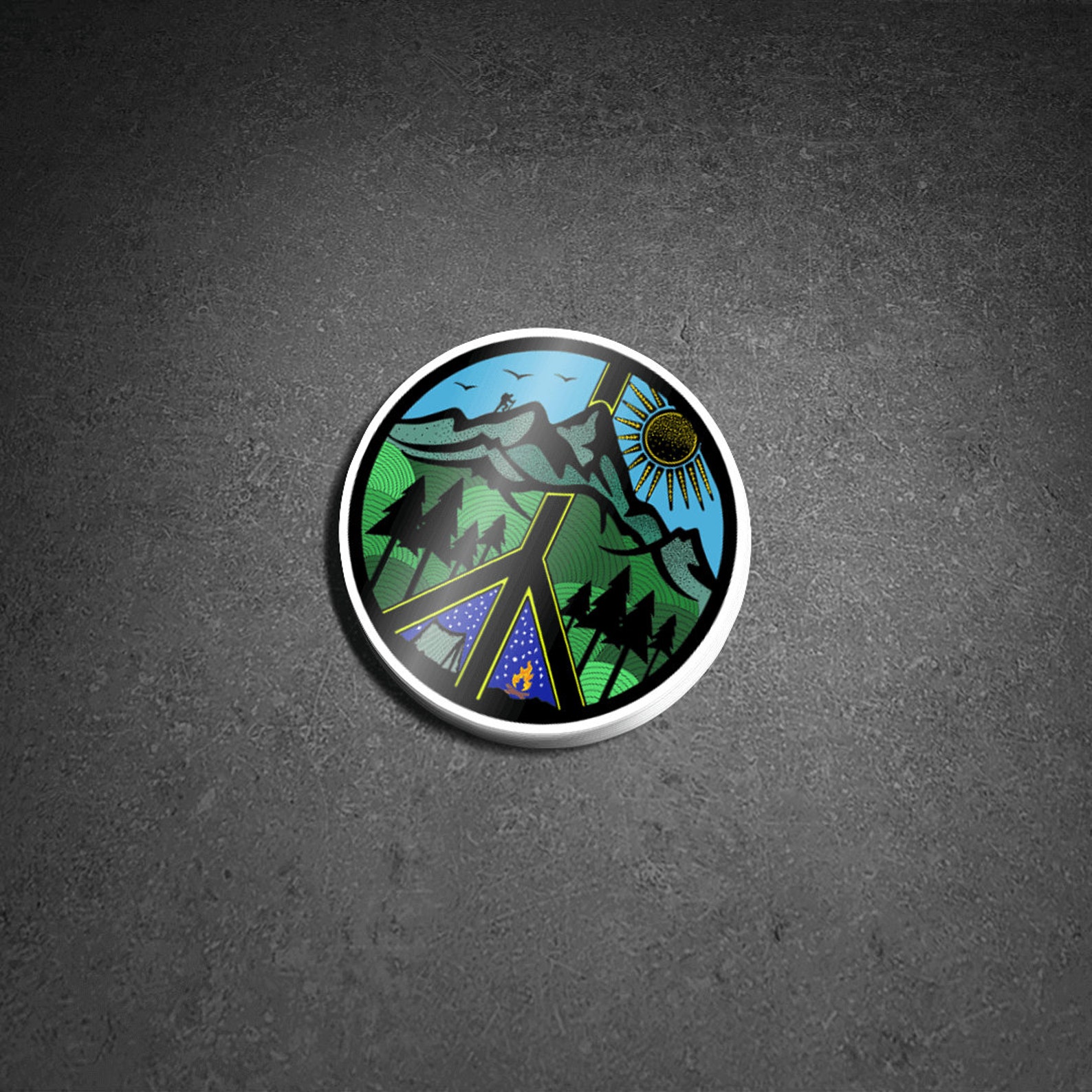 Peace Mountains Colored Vinyl Sticker - Vinyl Decal, Car Window Decal ...