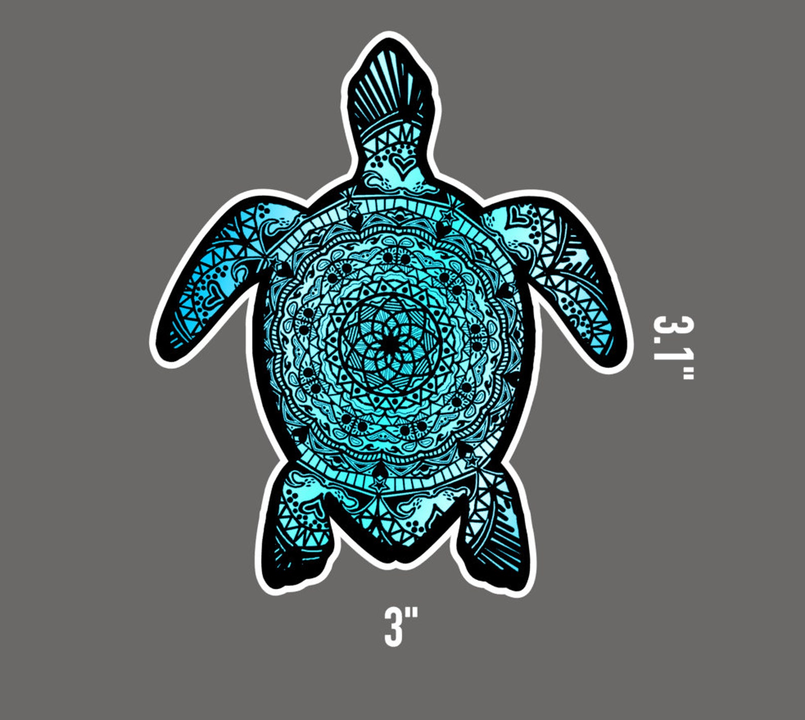 Sea Turtle Mandala Vinyl Decal vinyl Sticker Car Window - Etsy